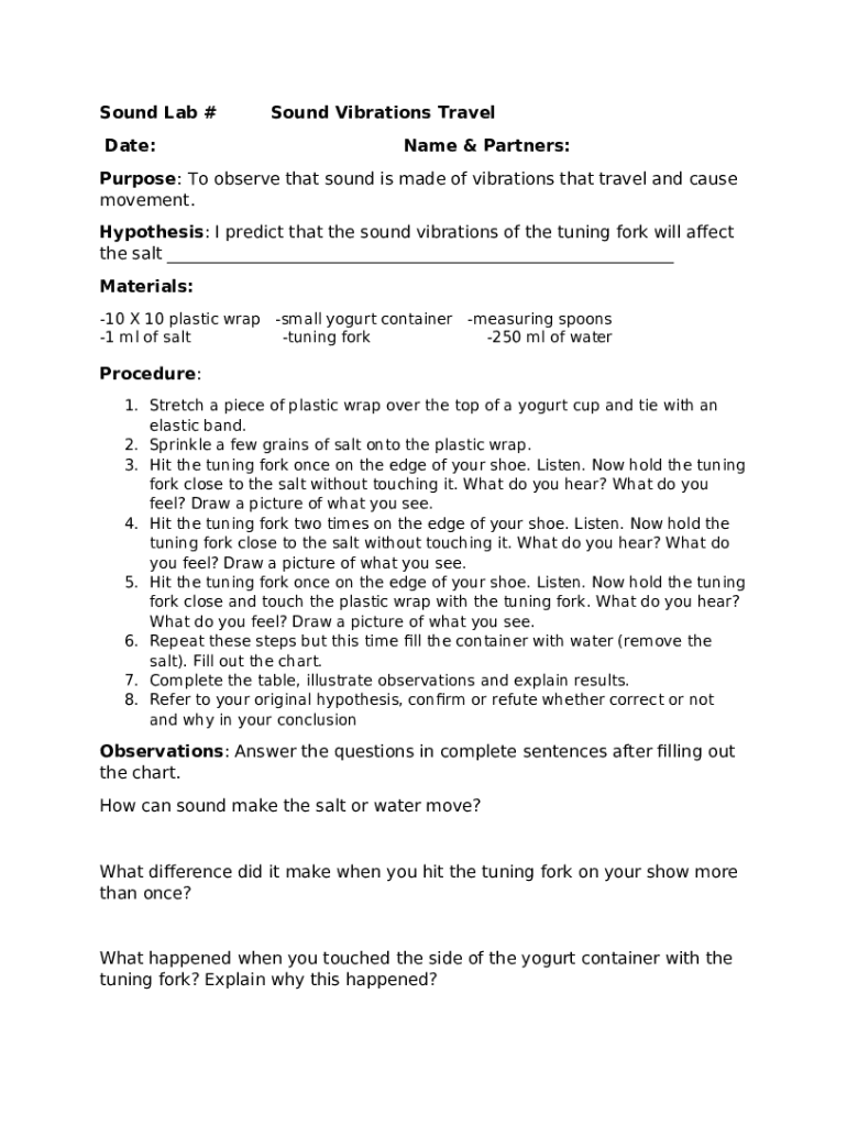 How to See Sound Science Experiment Doc Template | pdfFiller