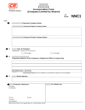 NNC1 - Incorporation (Company Limited by Shares)() Doc Template | pdfFiller