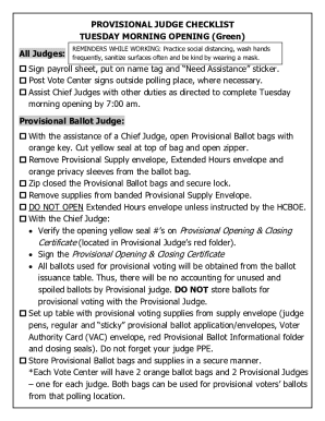 Fillable Online CHIEF JUDGE CHECKLIST TUESDAY MORNING OPENING (Green ...