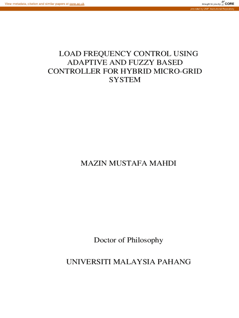Fillable Online load frequency control using - UMP Thesis Template Fax ...