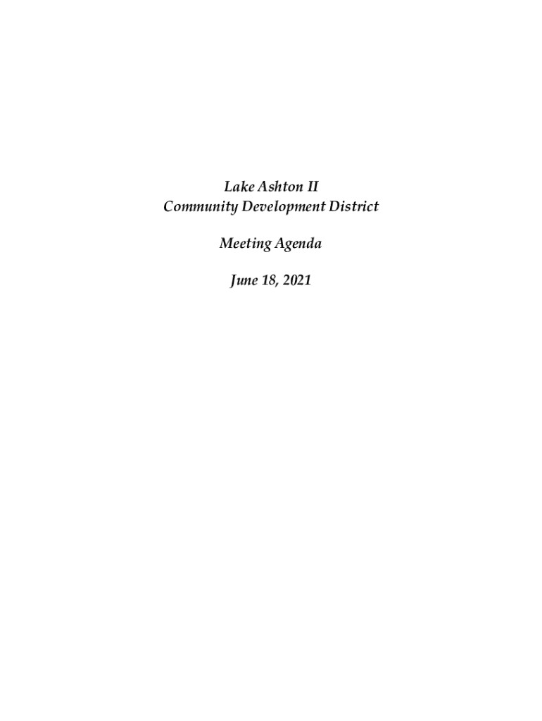 Fillable Online Lake Ashton II Community Development District Fax Email ...