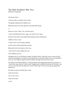 Fillable Online The Holy Eucharist: Rite Two - The General Convention of The Episcopal ... Fax ...