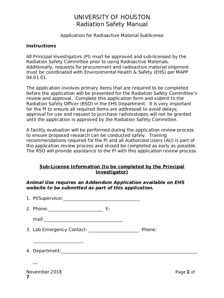 Radiation Licensing & Registration - University of Houston Doc Template ...
