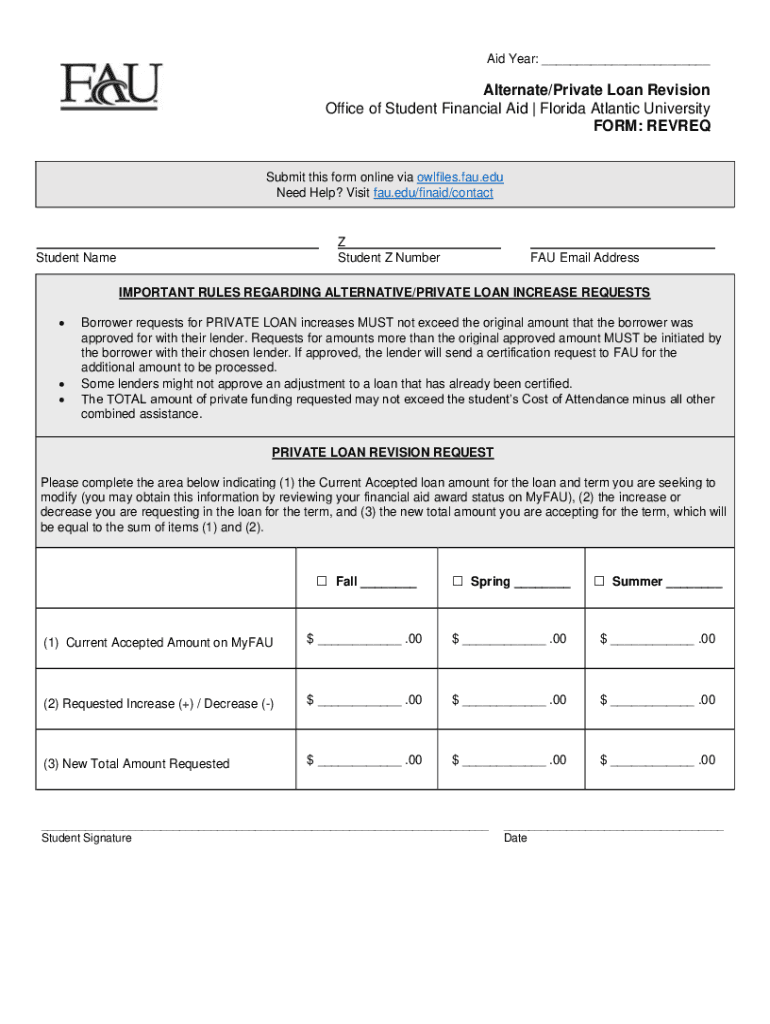 Fillable Online Direct Subsidized/Unsubdsidized Loan Revision Request Office of Student ... Fax ...