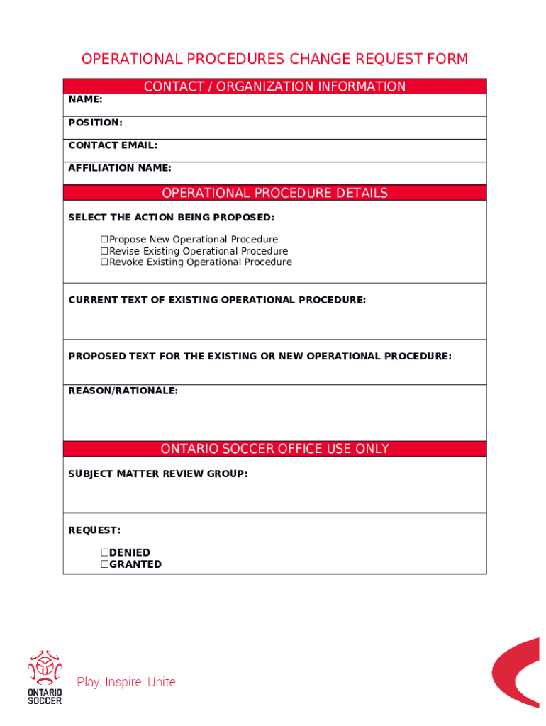 OPERATIONAL PROCEDURES CHANGE REQUEST Doc Template | pdfFiller