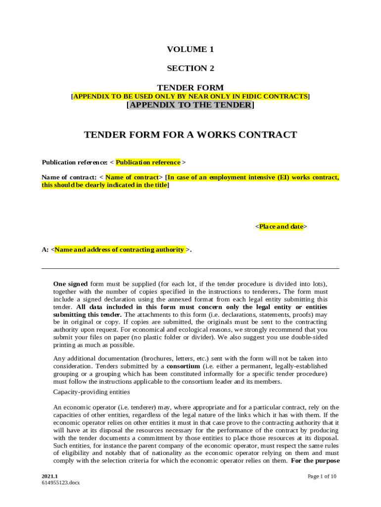 s of Tender and Schedules (Works) - Construction Procurement Doc ...