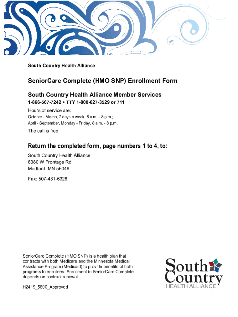 Fillable Online SeniorCare Complete (HMO SNP) Enrollment Form Fax Email ...