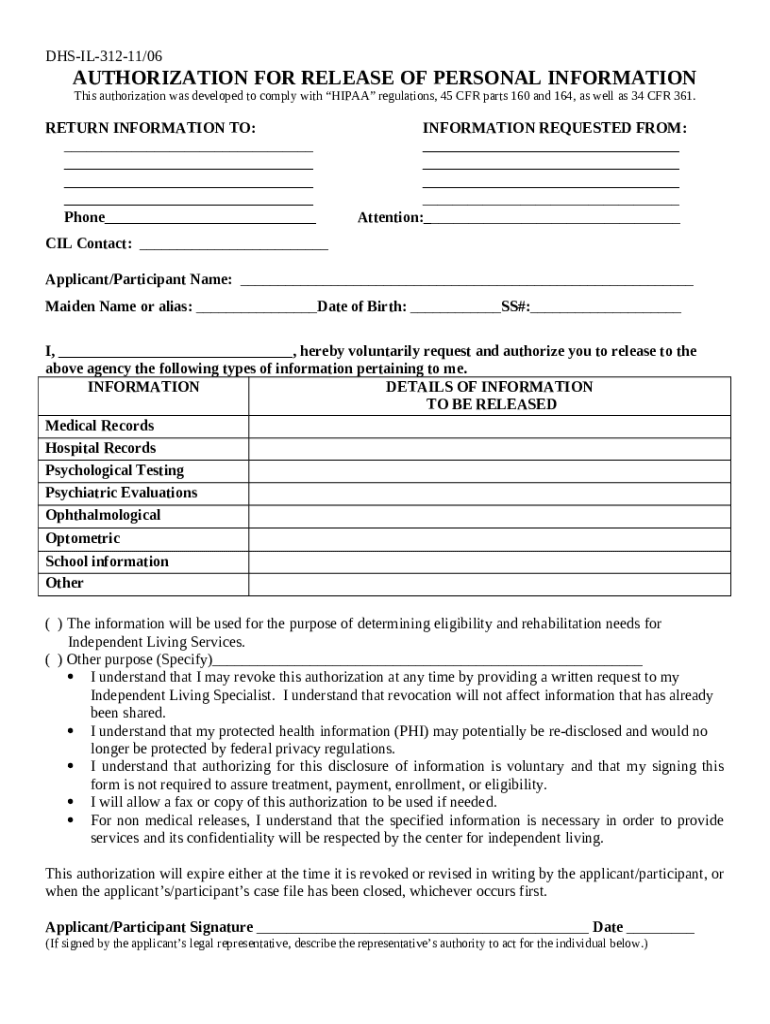 AUTHORIZATION FOR RELEASE OF PERSONAL INATION - South Dakota - dhs sd ...