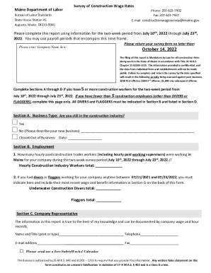 Fillable Online Maine Department of Labor: Workplace Safety and Health ...