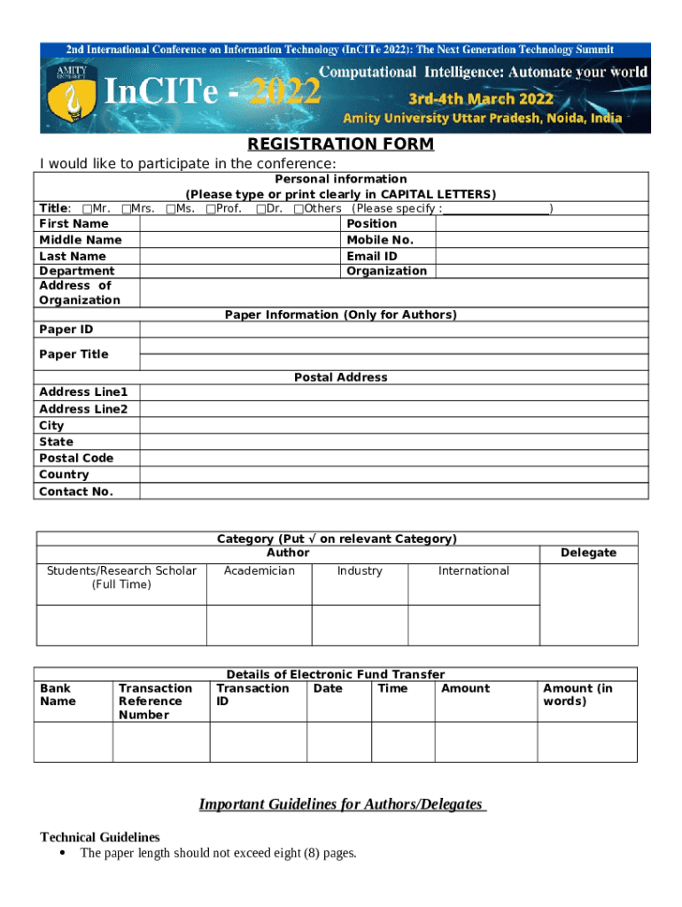 REGISTRATION - amity.edu Doc Template | pdfFiller