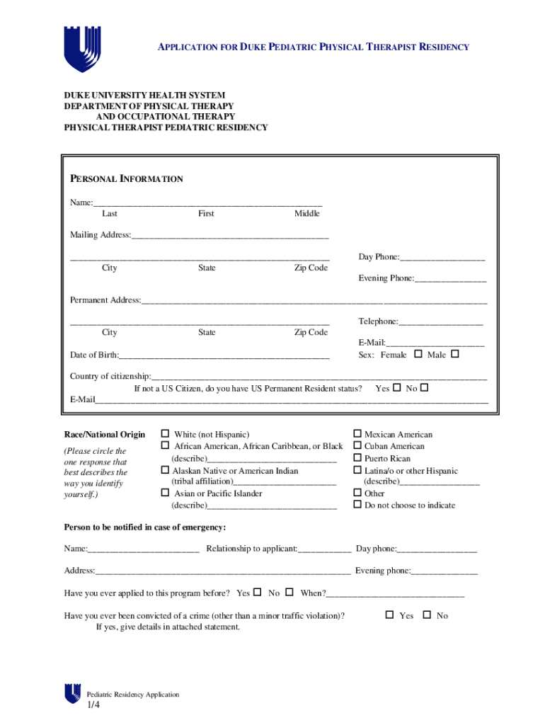 Fillable Online sites duke Duke Pediatric Physical Therapy and ...