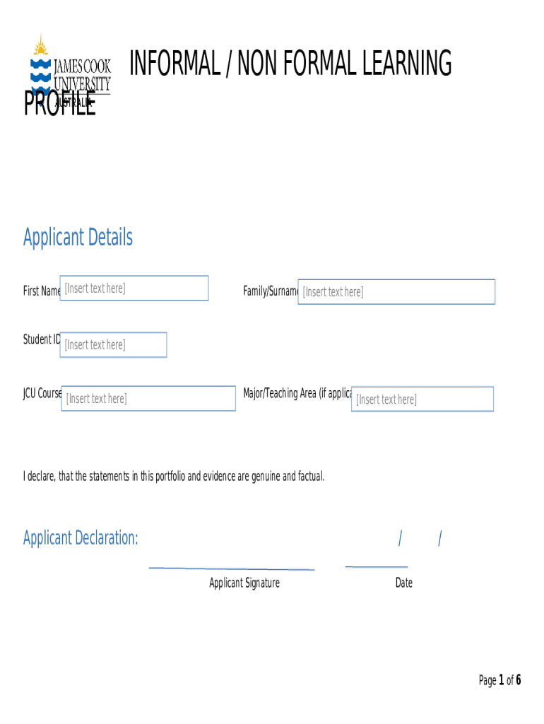 RPL Portfolio of Evidence - - James Cook University Doc Template | pdfFiller