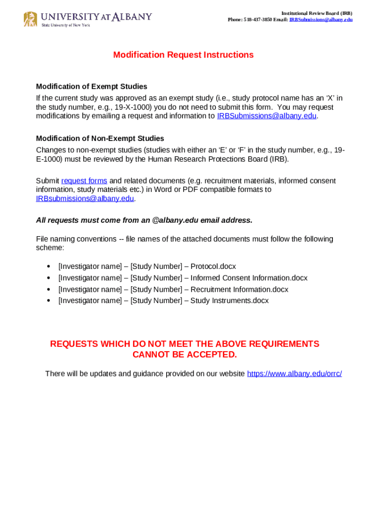 Exempt Research Procedure Modifications to Previously Approved or ...