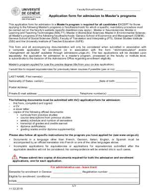 Fillable Online Application form for admission to Masters programs Fax Email Print - pdfFiller
