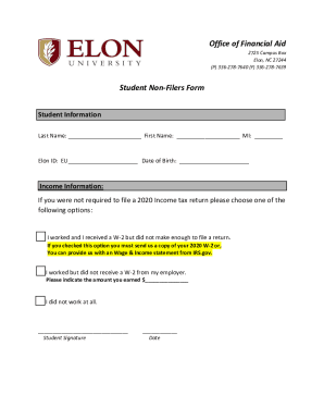 Fillable Online Office of Financial Aid Student Non-Filers Form Fax ...