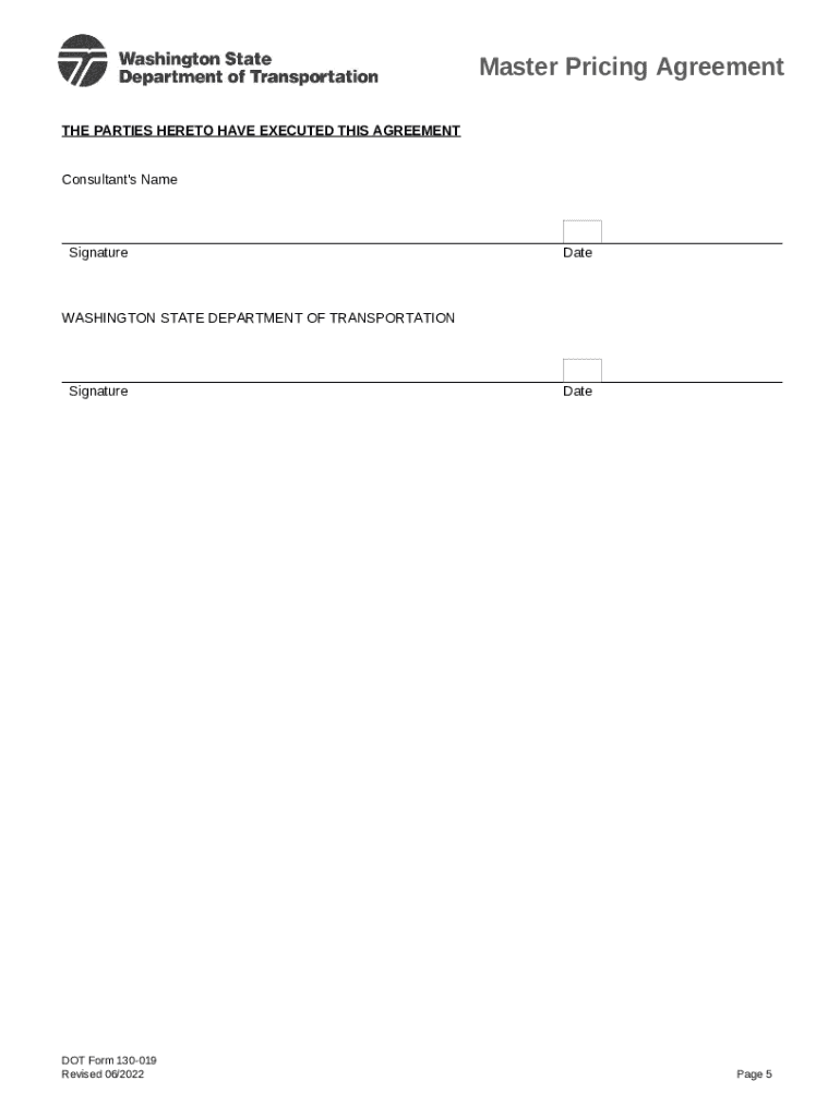 WSDOT Master Pricing Agreement - Washington State Department ... Doc Template | pdfFiller