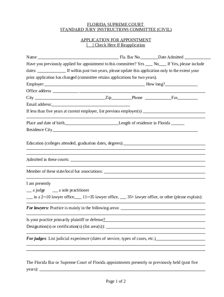 FLORIDA SUPREME COURT - The Florida Bar Doc Template | pdfFiller
