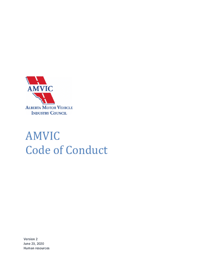 Fillable Online AMVIC Code of Conduct - Alberta Motor Vehicle Industry ...
