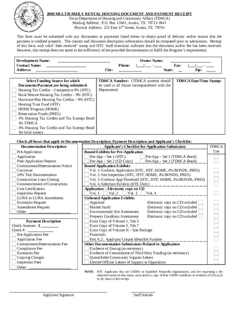 2008 Multifamily Bond Pre-Application Submission Manual (DOC) - TDHCA ...
