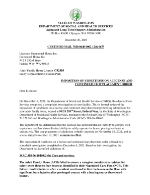 Fillable Online fortress wa NOTICE OF CONDITIONS OF OPERATION ...