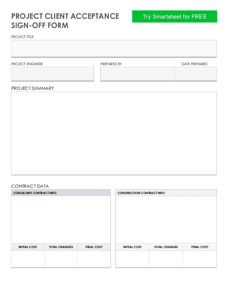 Fillable Online PROJECT CLIENT ACCEPTANCE SIGN-OFF FORM Fax Email Print ...