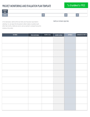 Fillable Online PROJECT MONITORING AND EVALUATION PLAN TEMPLATE Fax ...