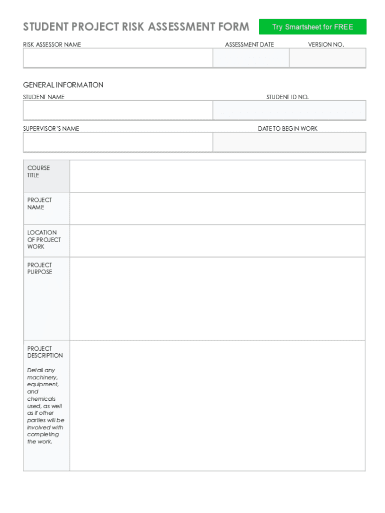 Fillable Online FREE 8+ Sample Student Risk Assessment Forms in PDFMS ...