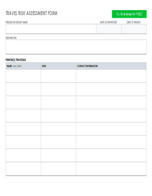 Fillable Online TRAVEL RISK ASSESSMENT FORM - Smartsheet Fax Email ...