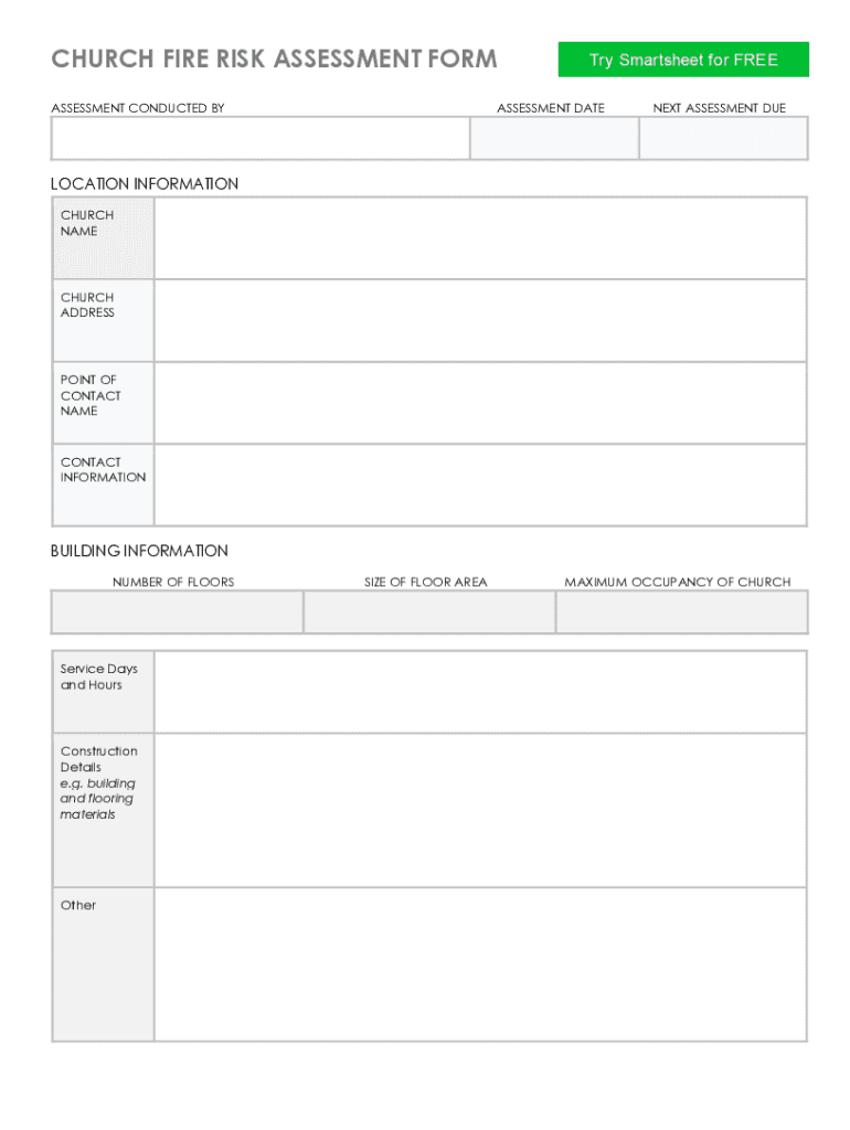Fillable Online CHURCH FIRE RISK ASSESSMENT FORM - Smartsheet Fax Email Print - pdfFiller