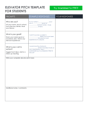 Fillable Online The Best Elevator Pitch Examples, Templates, and ...