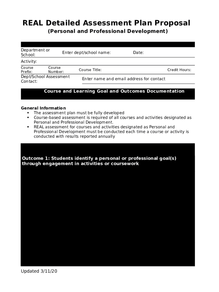 REAL Detailed Assessment Plan Proposal (Personal and Professional ...