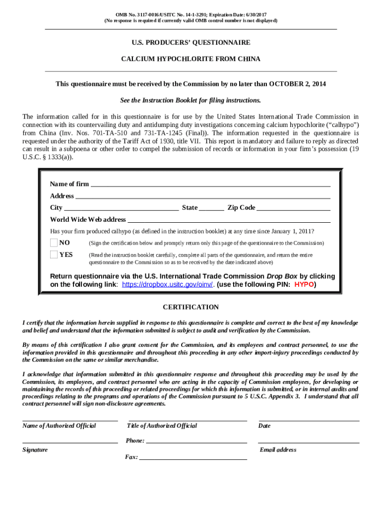US producer questionnaire - United States International Trade ... Doc ...