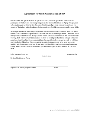 Fillable Online Agreement for Work Authorization at NIA - National ...