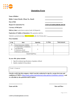 Fillable Online Expiration of Validity of Quotation (The quotation shall be: Fax Email Print ...