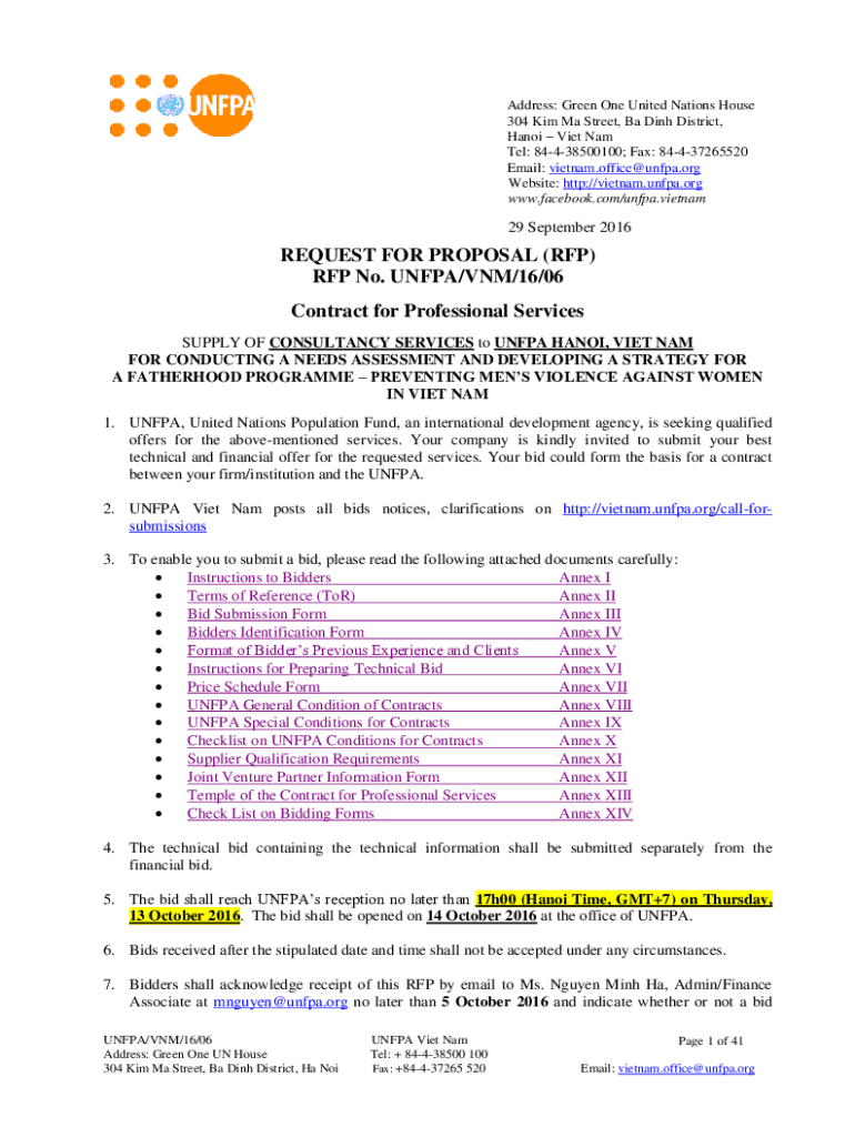 Fillable Online vietnam unfpa REQUEST FOR PROPOSAL (RFP) RFP No. UNFPA/VNM/16 ... Fax Email ...