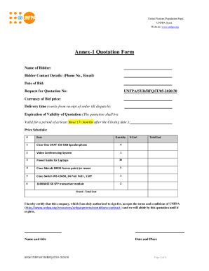 Fillable Online Annex-1 Quotation Form Fax Email Print - pdfFiller