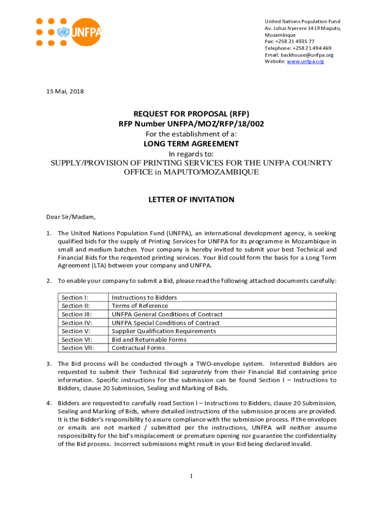 Fillable Online mozambique unfpa REQUEST FOR PROPOSAL (RFP) RFP Number UNFPA/MOZ ... Fax Email ...