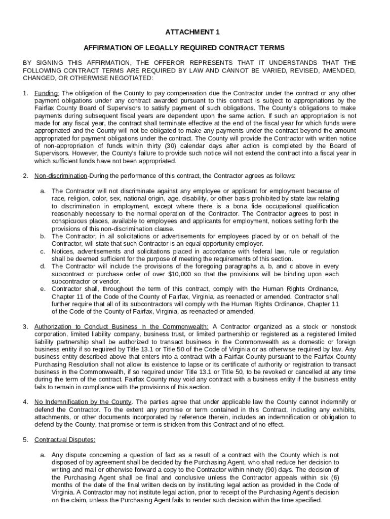 Attachment CONTRACT AFFIRMATIONS Sample ClausesLaw Insider Doc Template | pdfFiller