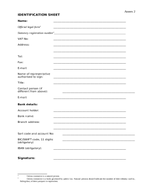 Annex 2 IDENTIFICATION SHEET - eea.europa.eu Doc Template | pdfFiller