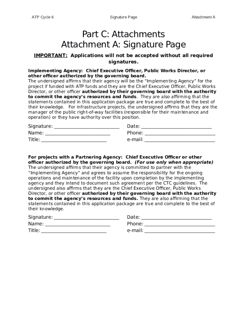 Attachment A, signature page - California Department of Transportation - dot ca Doc Template ...