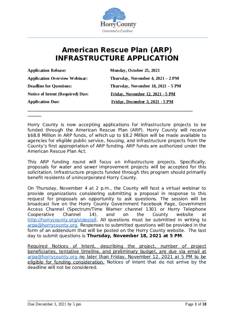 American Rescue Plan (ARP) INFRASTRUCTURE APPLICATION - Horry County ...