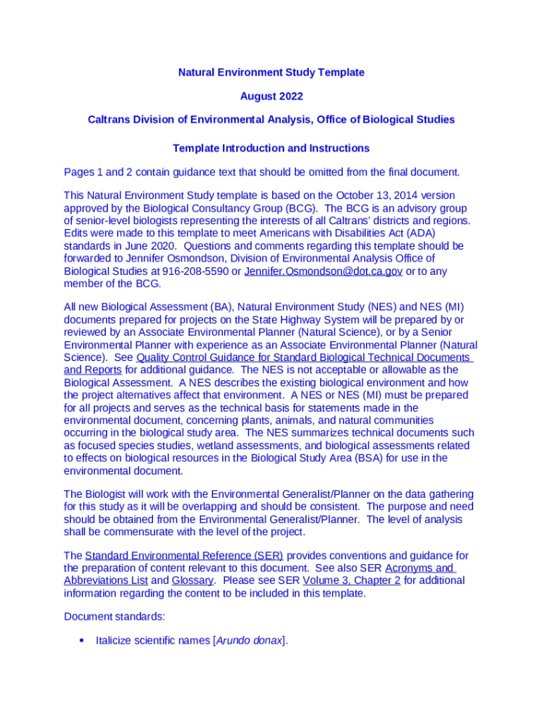 NES Template - California Department of Transportation - dot ca Doc Template | pdfFiller