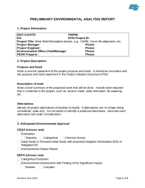 PRELIMINARY ENVIRONMENTAL ANALYSIS REPORT. PEAR - dot ca Doc Template ...