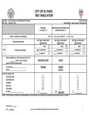 Fillable Online CITY OF EL PASO BID TABULATION - legacy.elpasotexas.gov ...