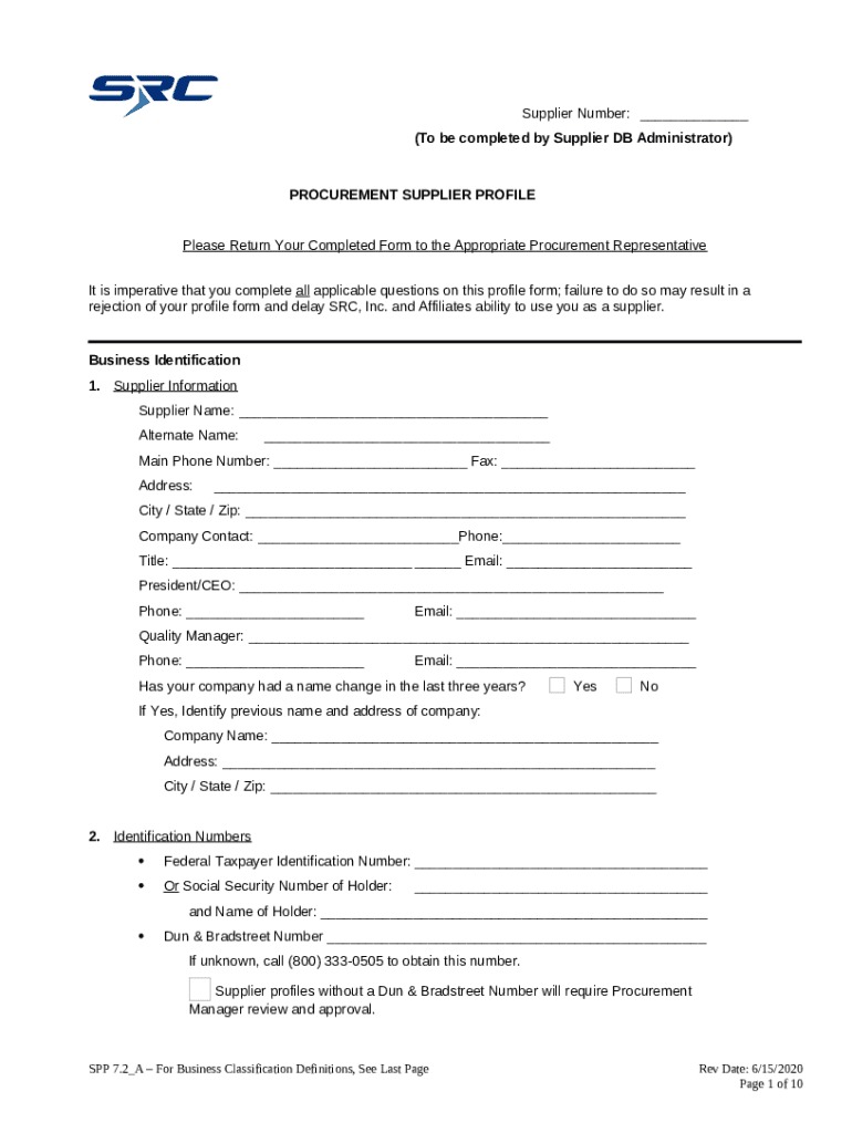 DIRECT PROCUREMENT SUPPLIER PROFILE Doc Template | pdfFiller