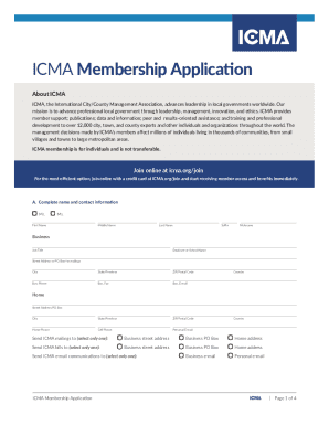 Fillable Online ICMA Membership Application - International City/County ...
