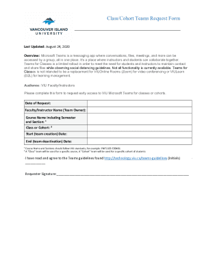 Fillable Online Class/Cohort Teams Request Form Fax Email Print - pdfFiller