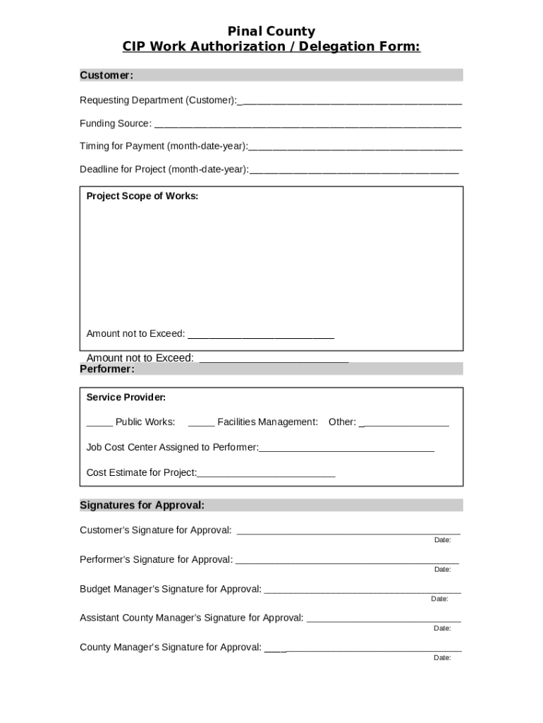 Pinal County Appendix C CIP Work Authorization / Delegation Doc ...