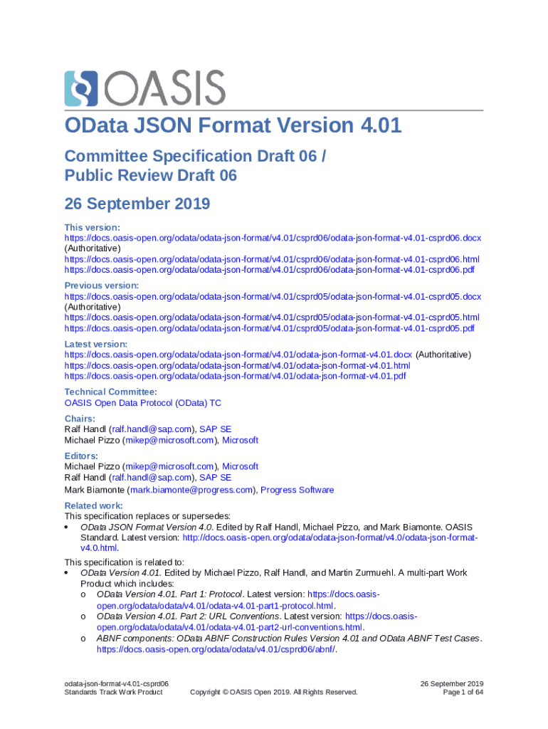 Docsoasis Odata Json At V4odata Json At Version 401 Oasis Docs Oasis Open Doc