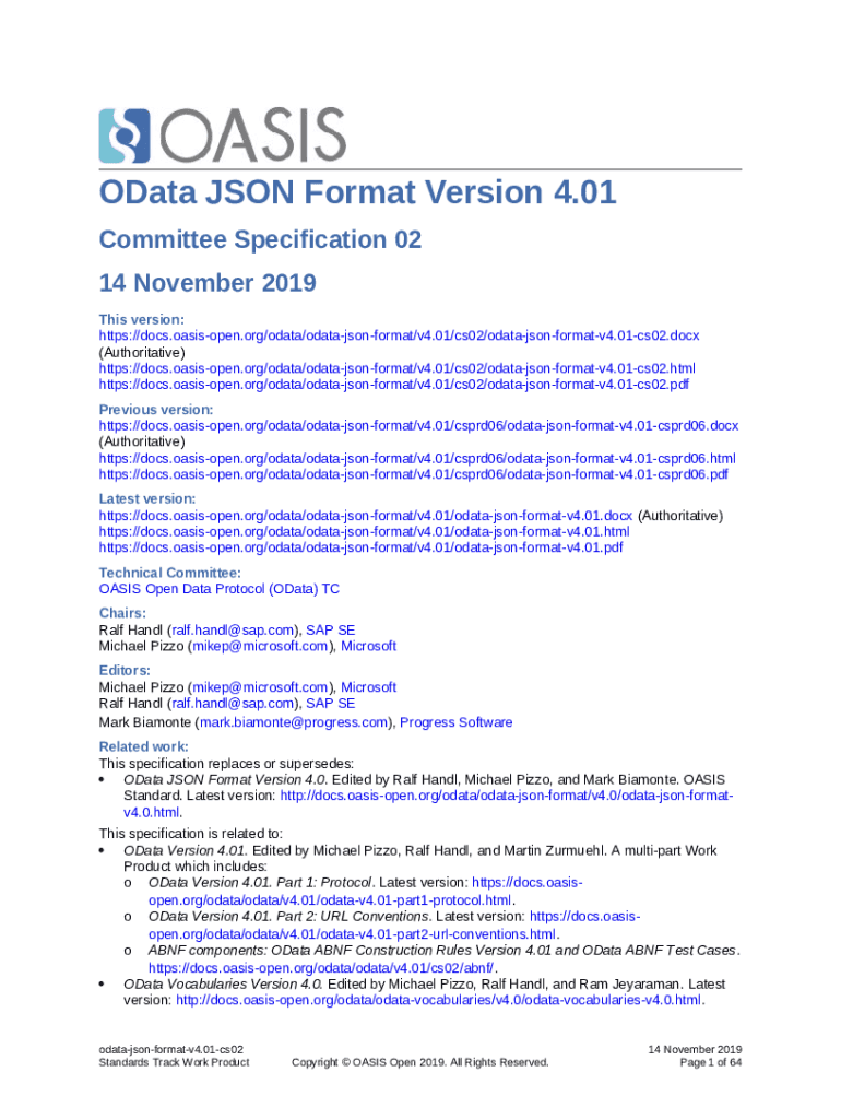Odata Common Schema Definition Language Csdl Json Oasis Docs Oasis Open Doc Template